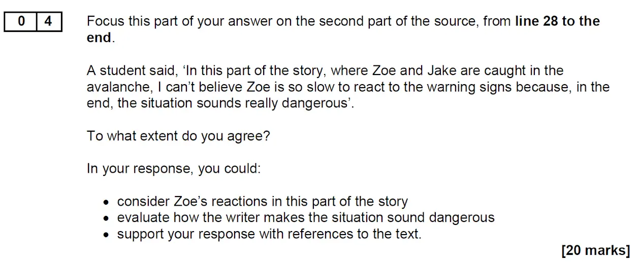 Aqa Gcse English Language Paper 1 Question 5 Model Aqa 2017 Language